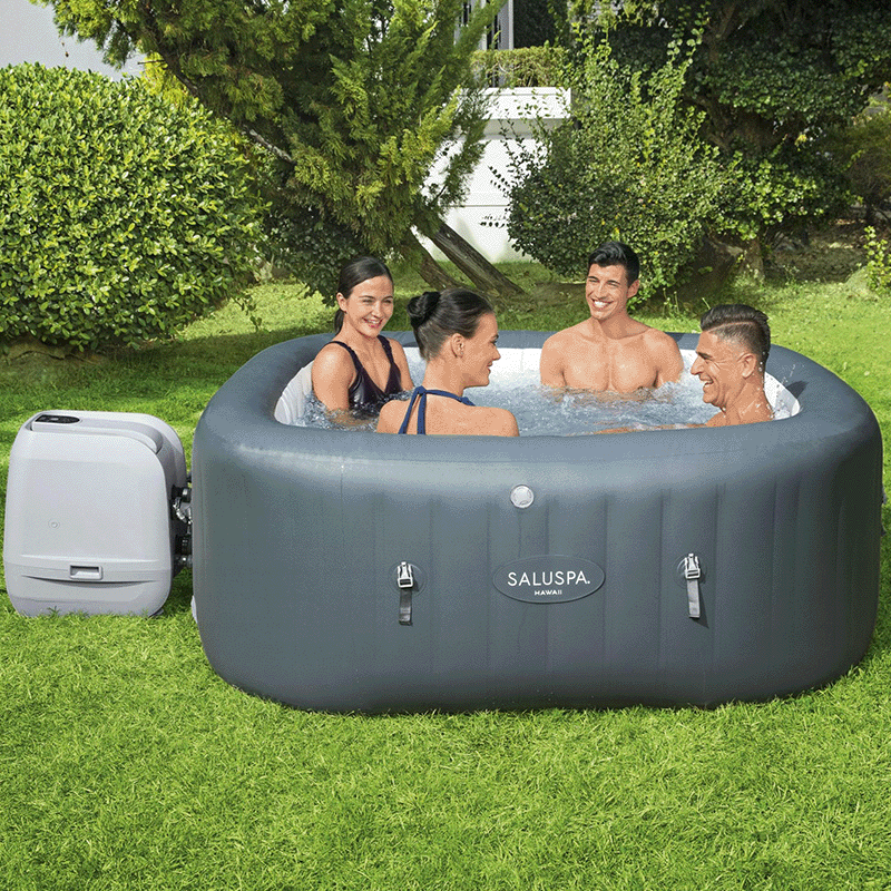 Open Box Saluspa Hawaii Hydrojet Pro 4-6 Person Inflatable Hot Tub (71 x 71 x 28 Inches) | Pool ...