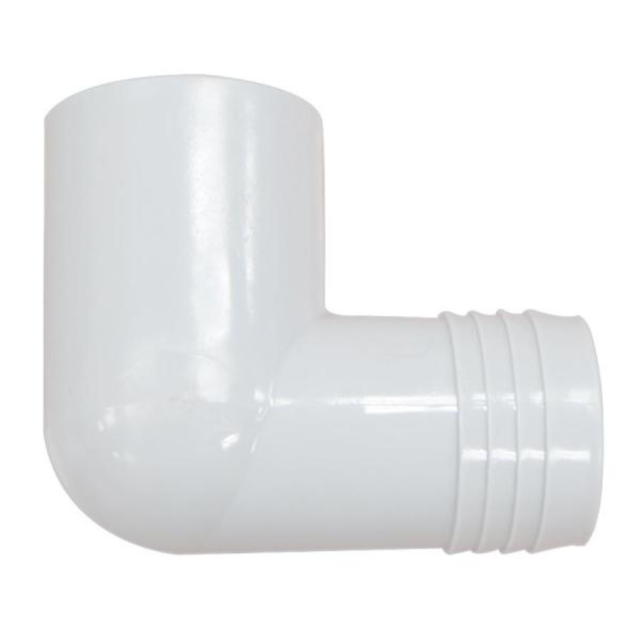 PVC 90 Degree Elbow 1.5 inch Socket Male Spig Insert x 1.5 inch Barbed