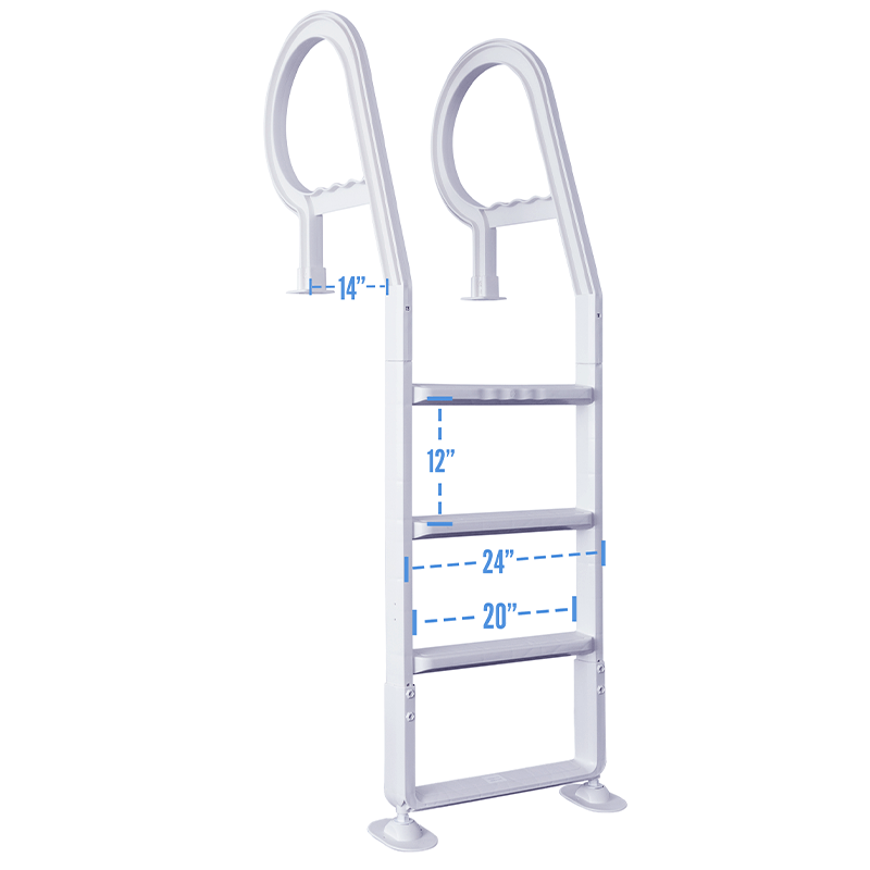 Open Box Resin Above Ground Pool Deck Ladder (White) | Pool Supplies Canada