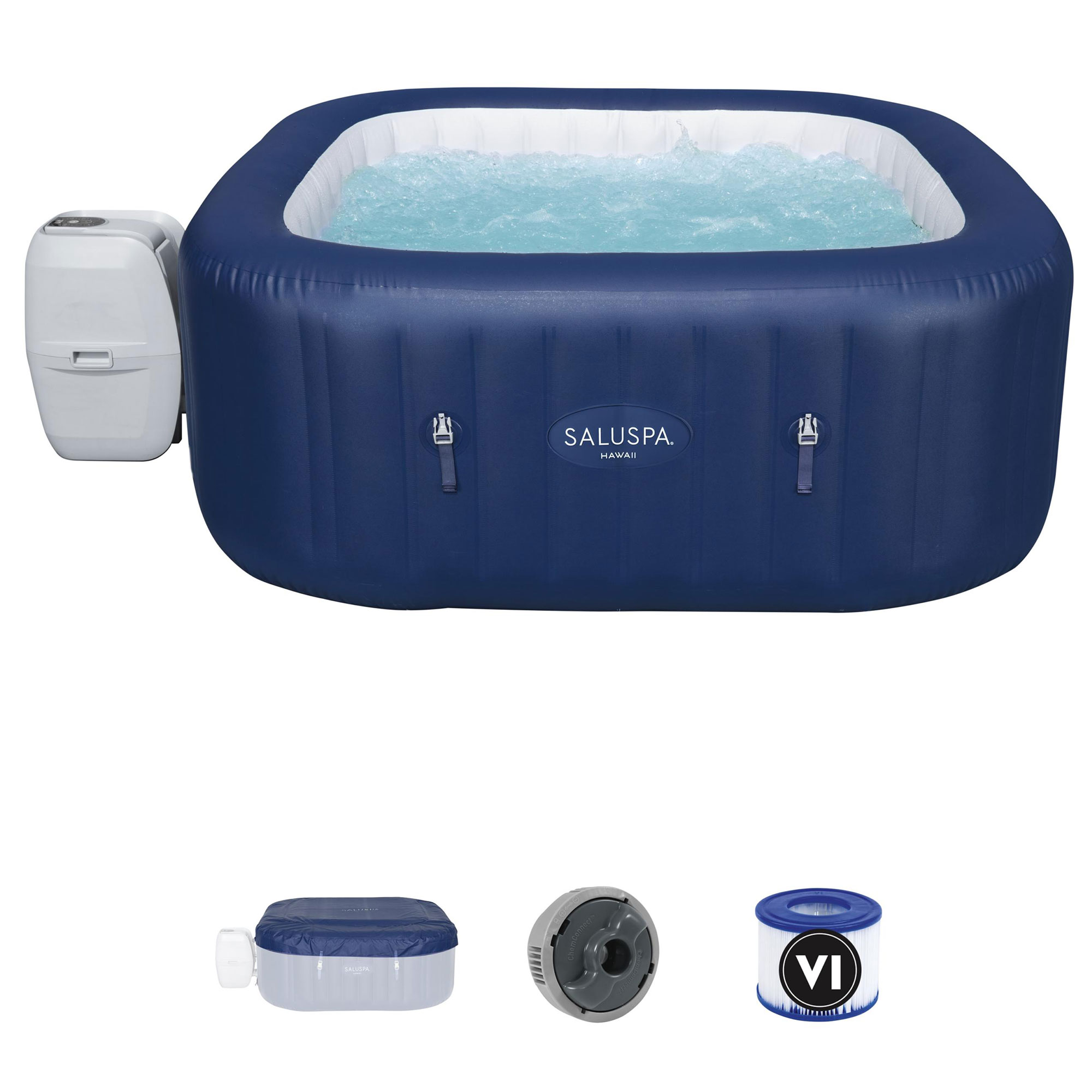 Open Box Saluspa Hawaii Airjet 4-6 Person Inflatable Hot Tub (71 x 71 x 28 Inches) | Pool ...